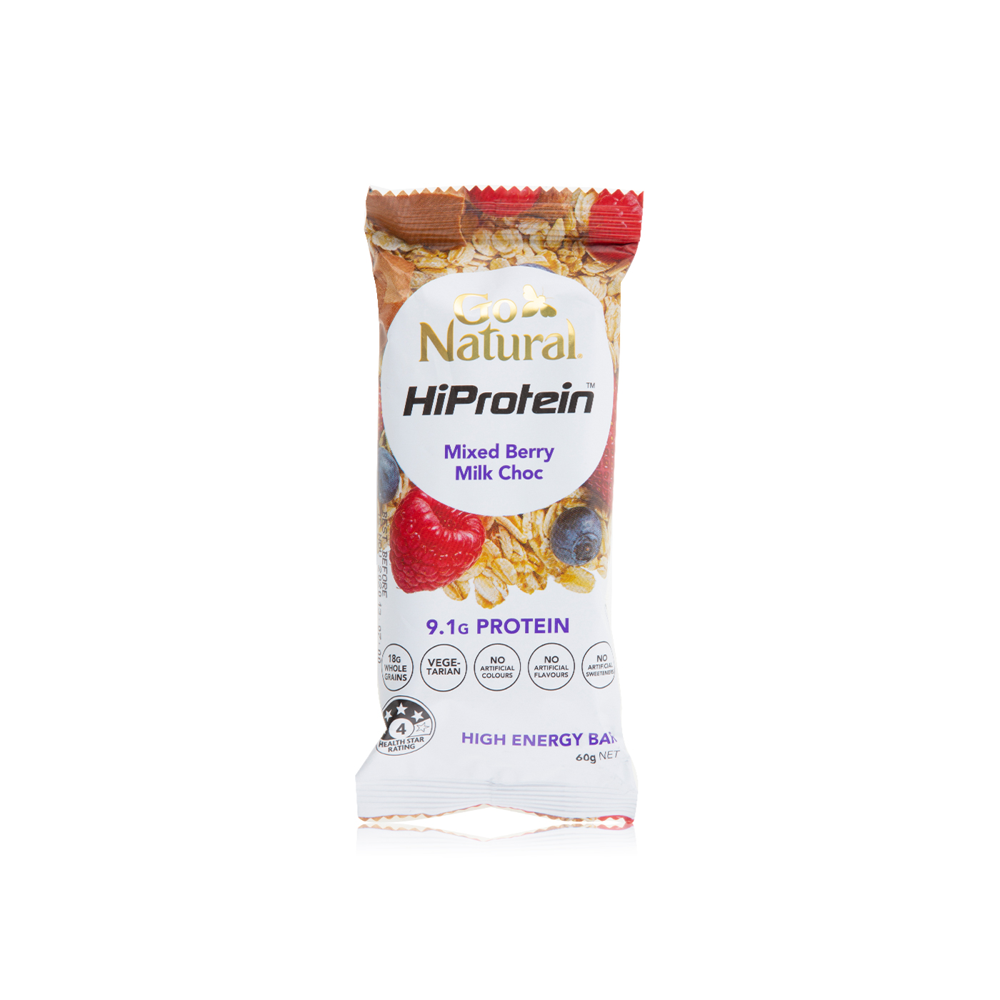 Go Natural Hiprotein Mixed Berry Milk Choc Bar 60g - Spinneys UAE