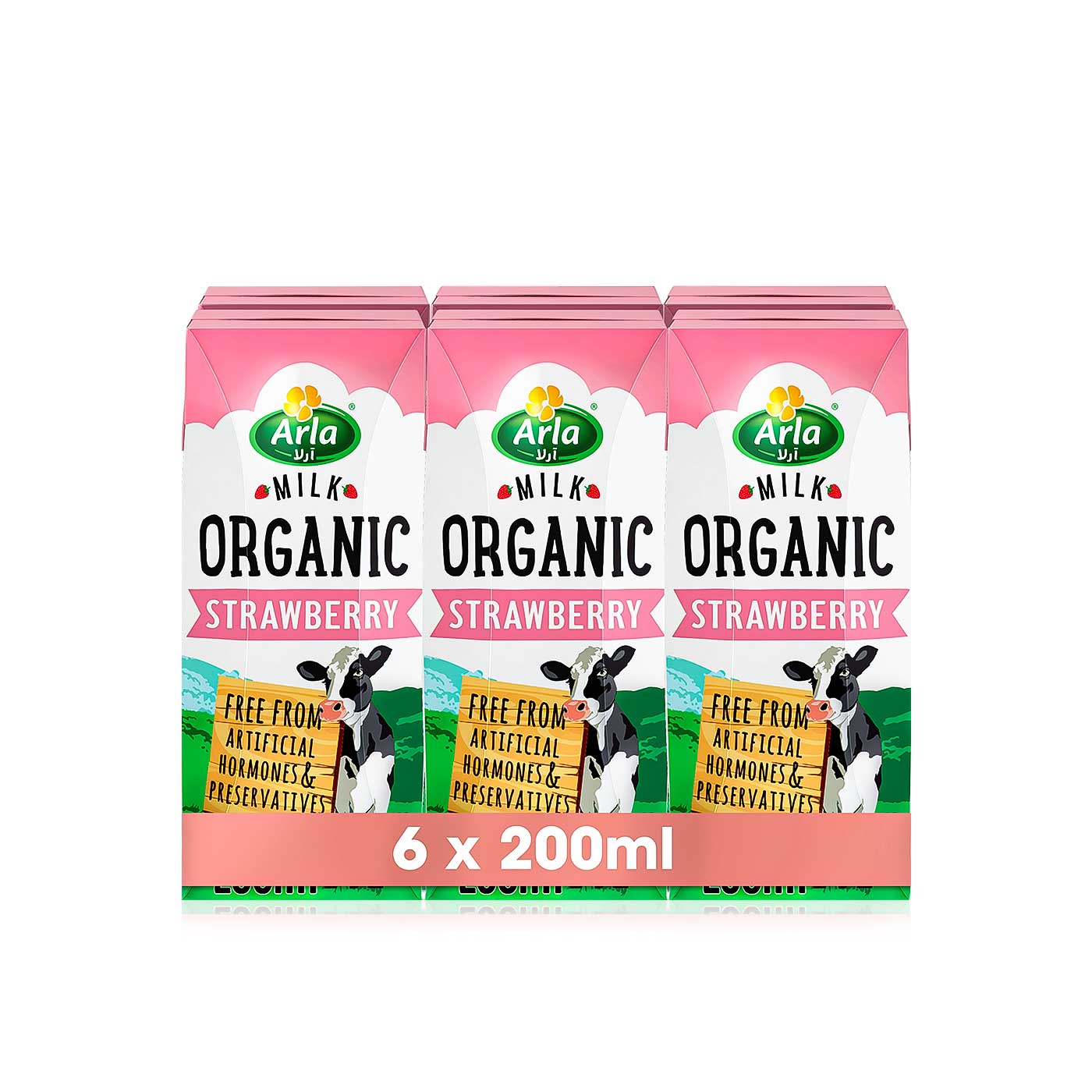 Arla Organic strawberry milk 6x200ml - Spinneys UAE