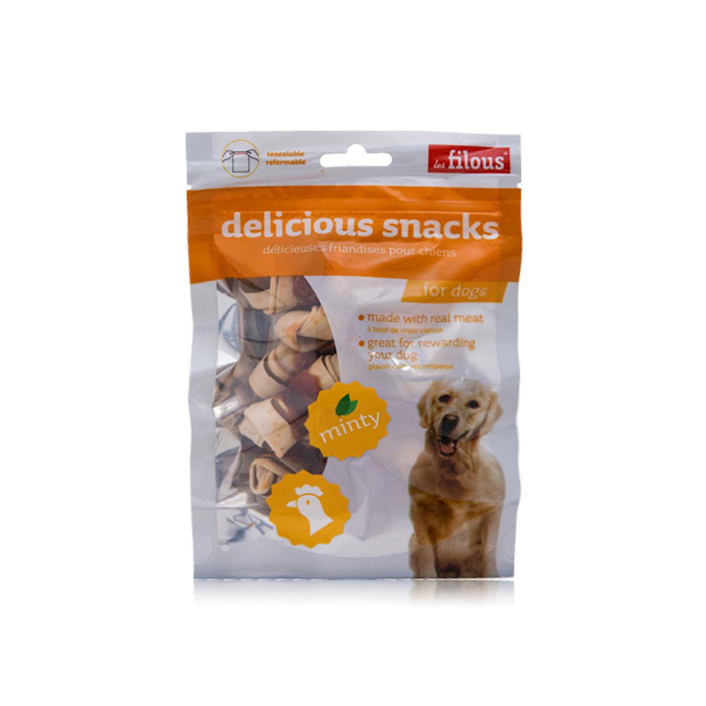 Les Filous Mini Minty Chicken'n Bone Snack for Dogs 100g - Spinneys UAE