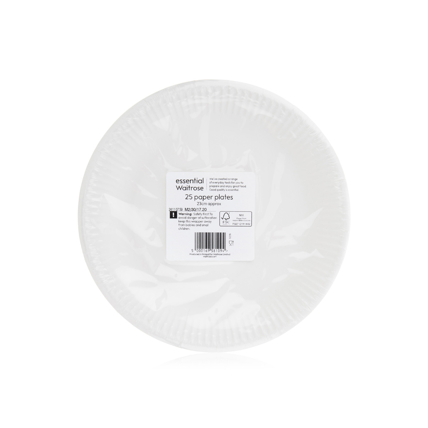 Waitrose Essential White Paper Plates x 25 - Spinneys UAE
