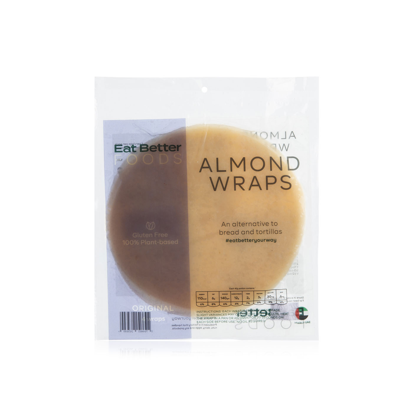 Eat Better Foods Coconut Wraps Almond Original 160g - Spinneys UAE