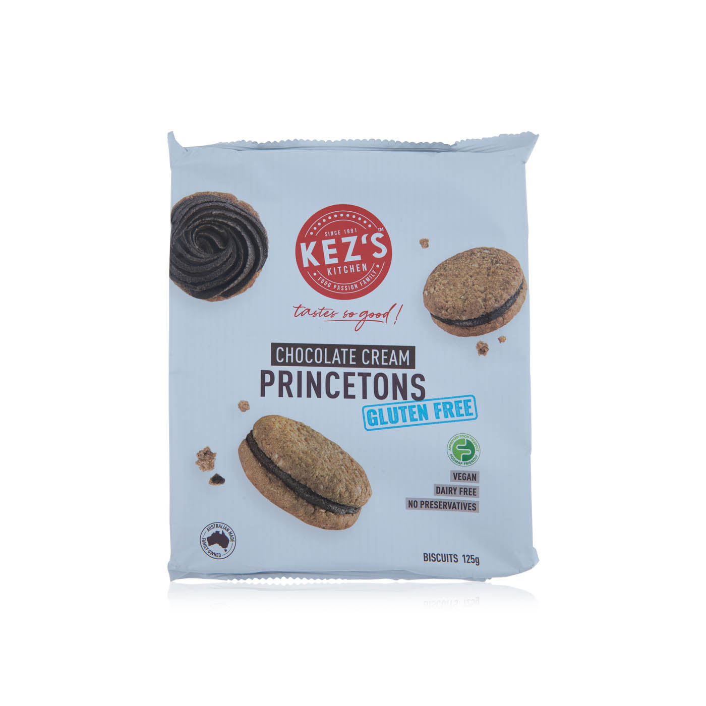 Kez's Kitchen gluten free chocolate cream princetons 125g - Spinneys UAE