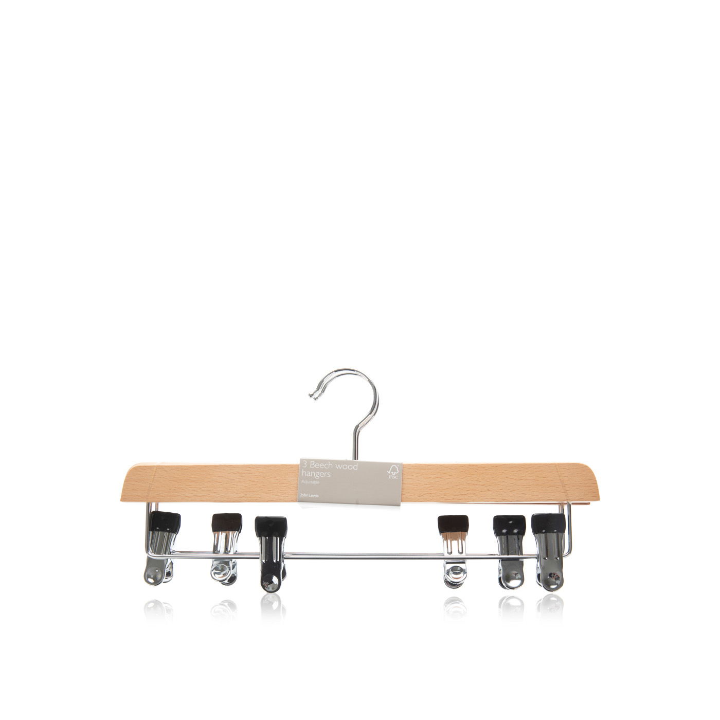 John Lewis wooden skirt clip hangers beech 3 pack - Spinneys UAE