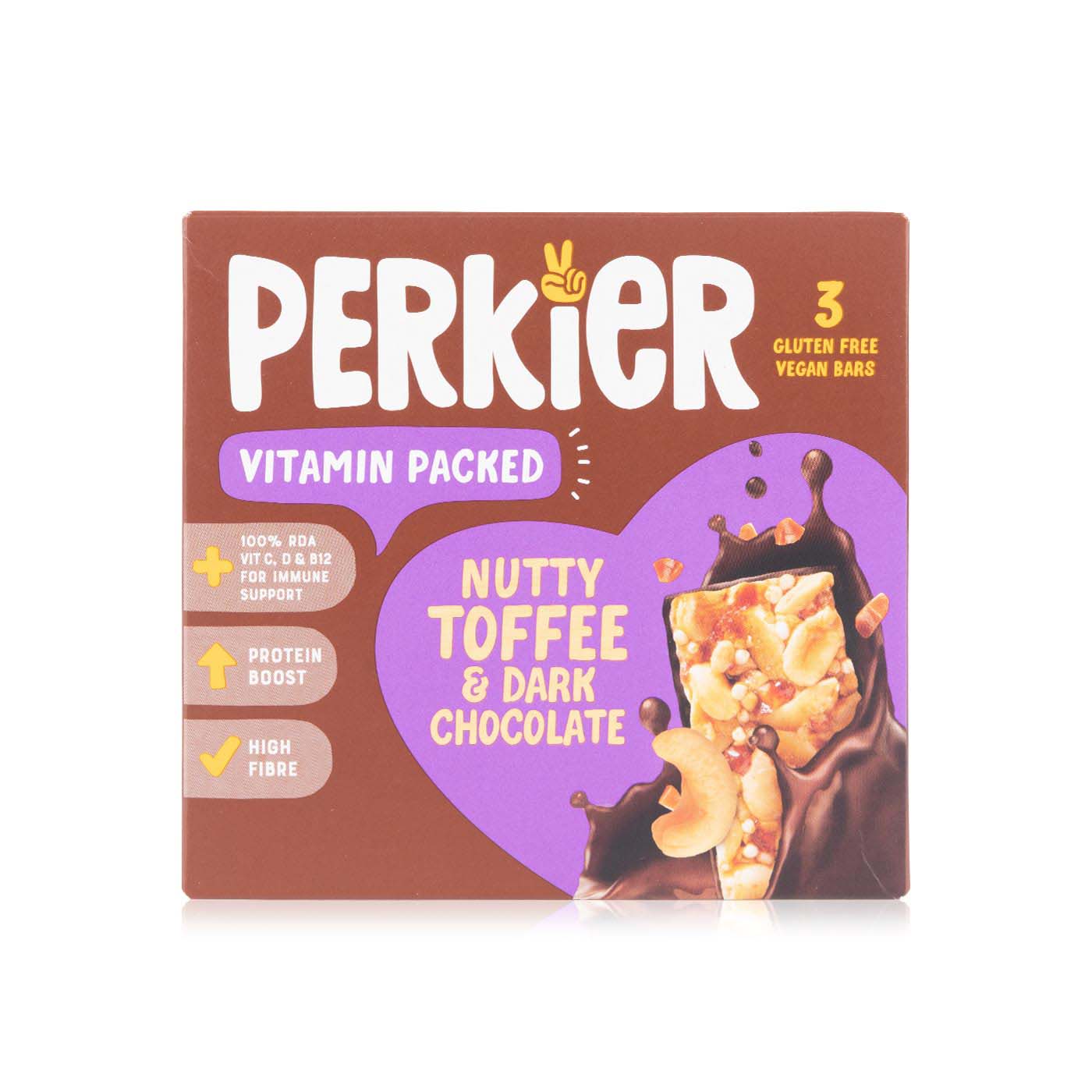 Perkier nutty toffee dark chocolate bar 37g x3 - Spinneys UAE