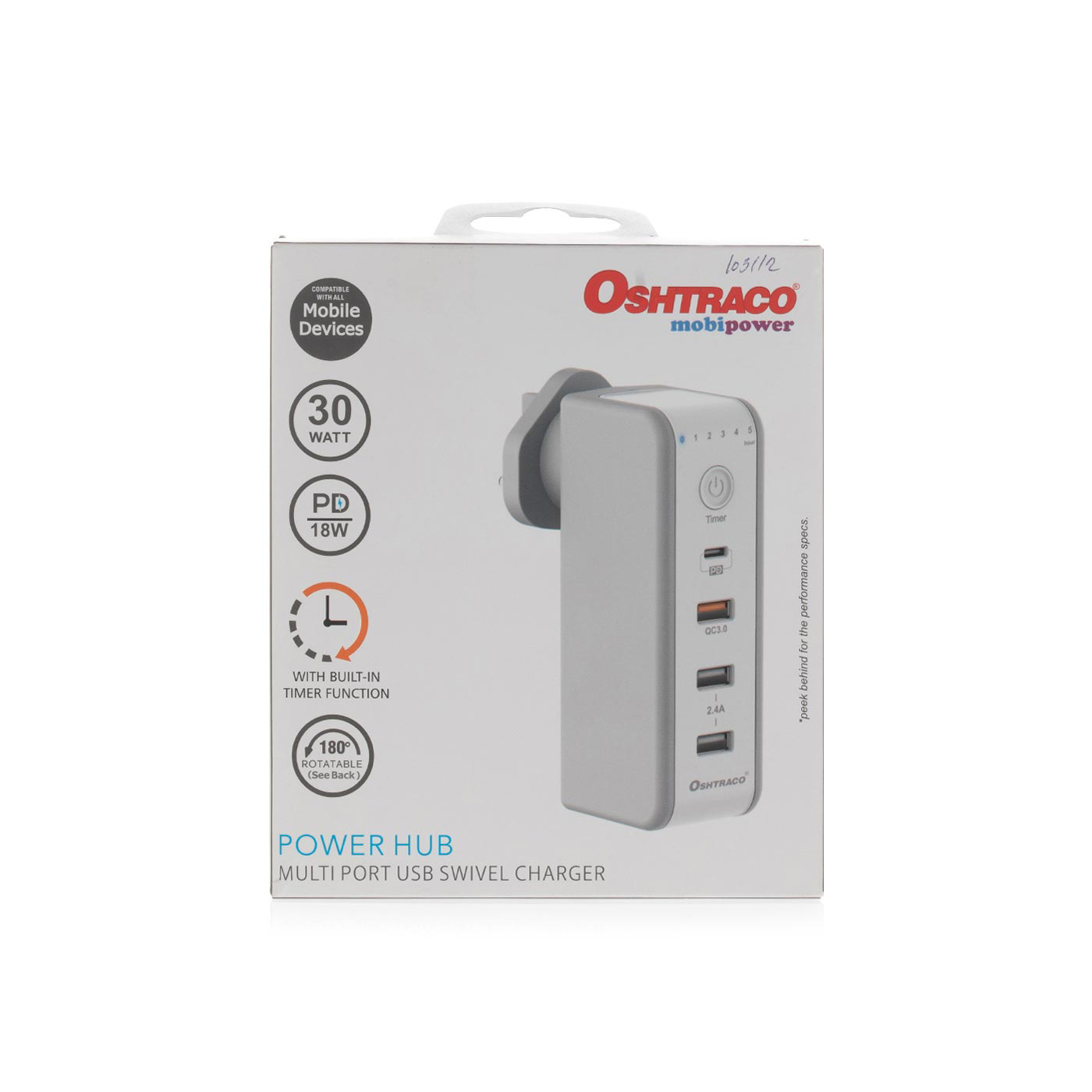 Oshtraco USB Swivel Charaging Power Hub 18w - Spinneys UAE