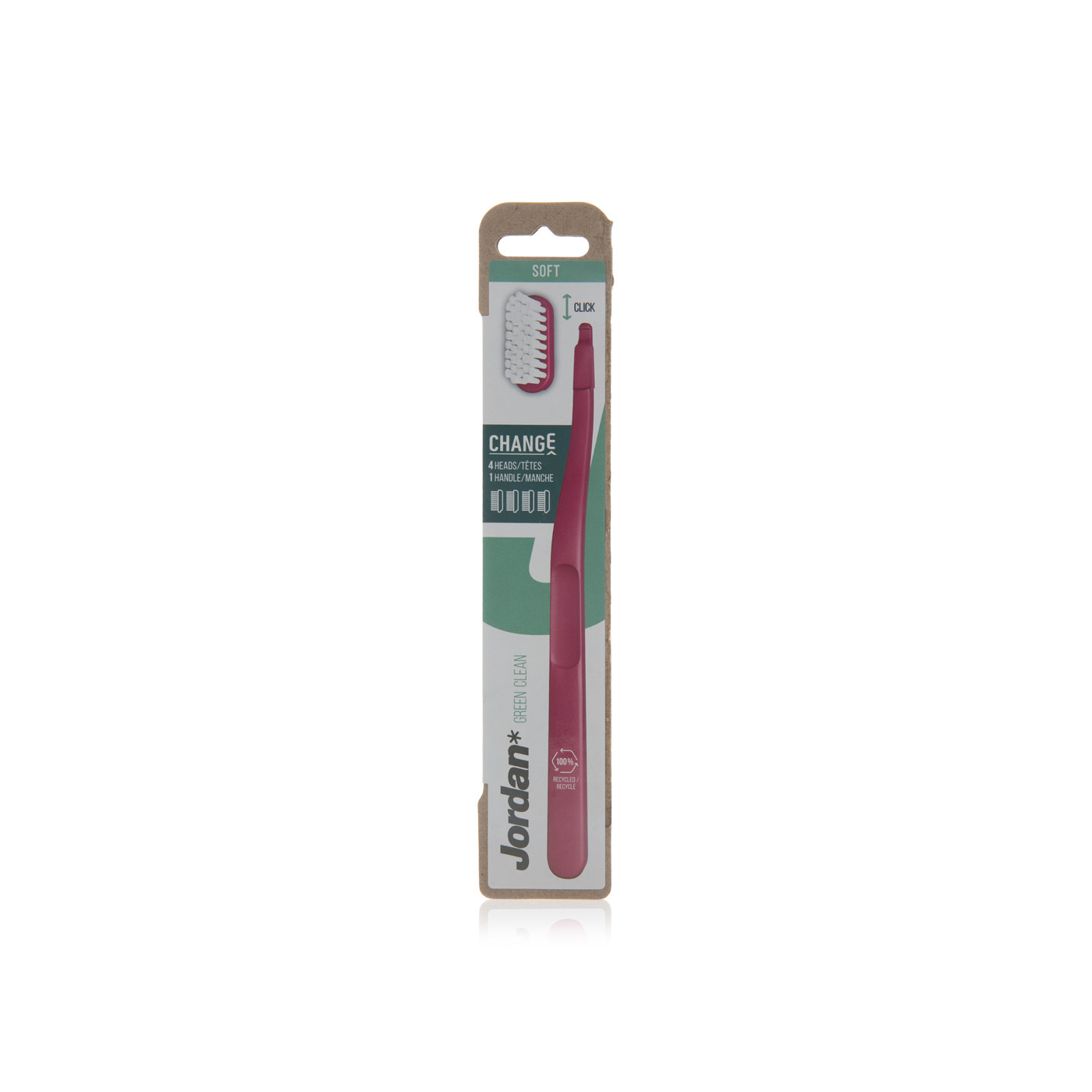 Jordan change green clean toothbrush with 4 heads soft - Spinneys UAE