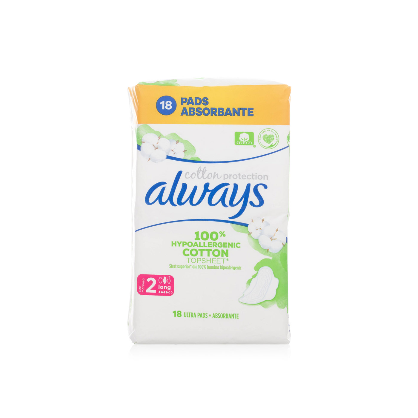 Always Pure Ula Cotton Protection Size 2 Long 18 Pads - Spinneys UAE