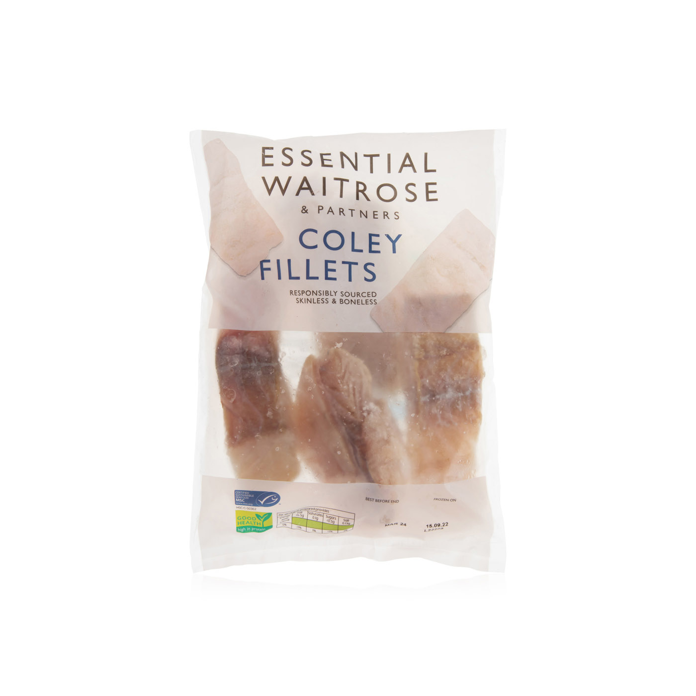 Waitrose Essential Frozen Coley Fillets Msc 400G - Spinneys UAE