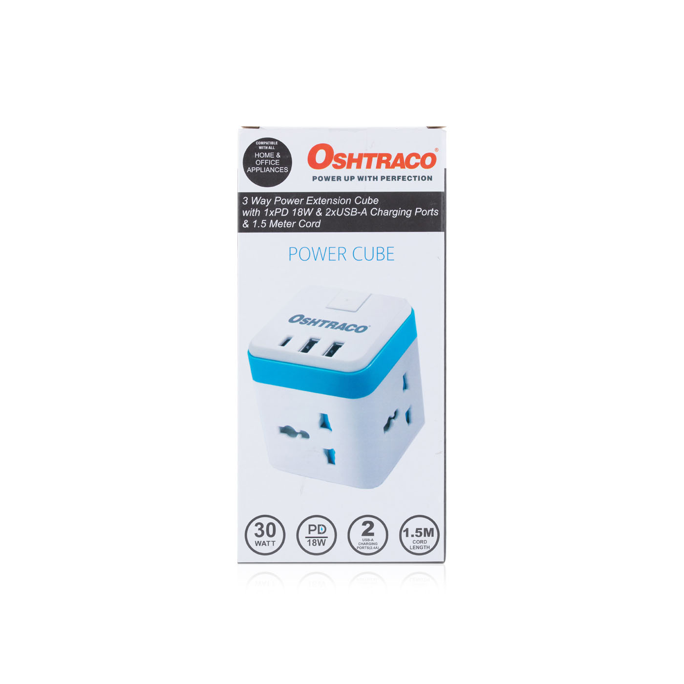 Oshtraco 3 Way Power Cube Socket With 3 Usb Chargers 1 5m Spinneys Uae