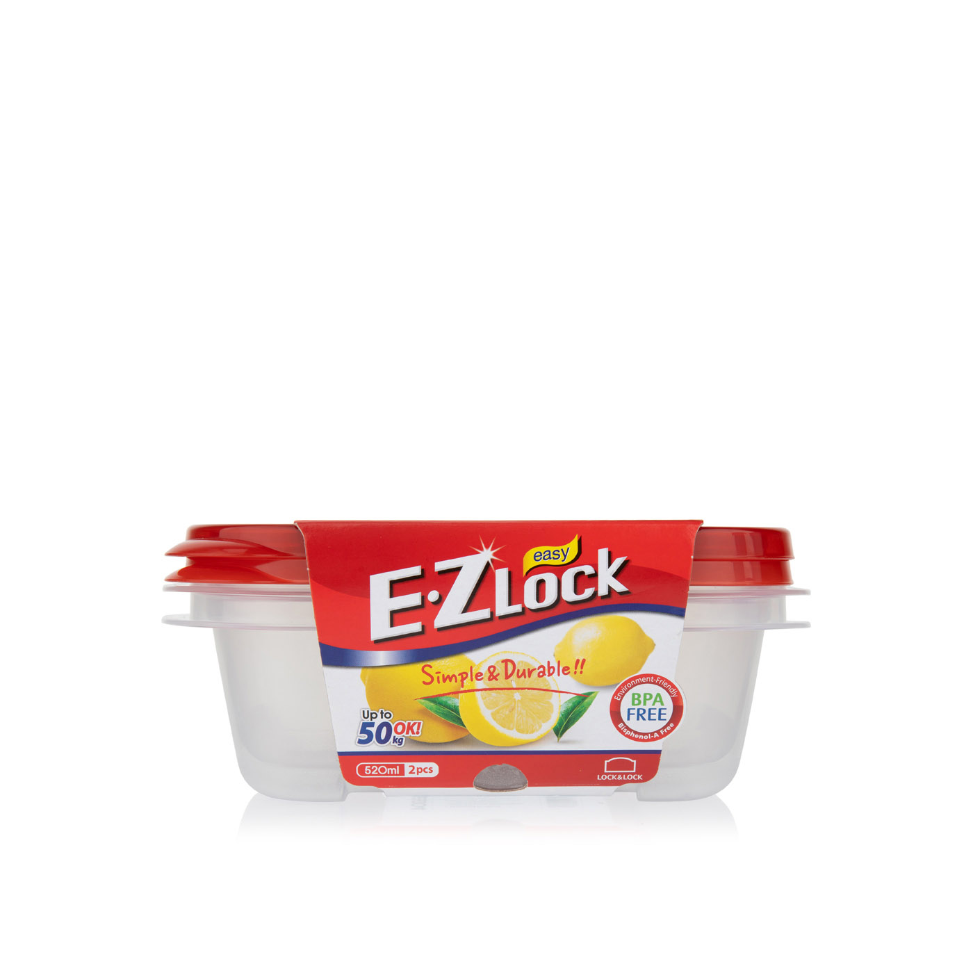 Lock & Lock ez lock rectangular container hle6304 520ml 2 pack ...