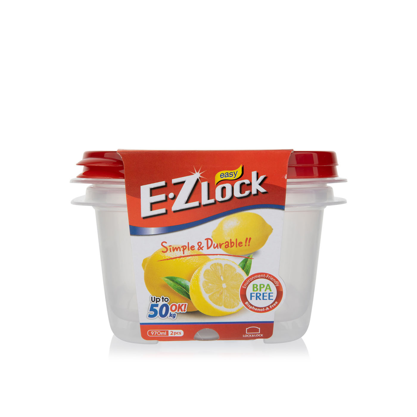 Lock & Lock ez lock square container hle8224 970ml 2 pack - Spinneys UAE