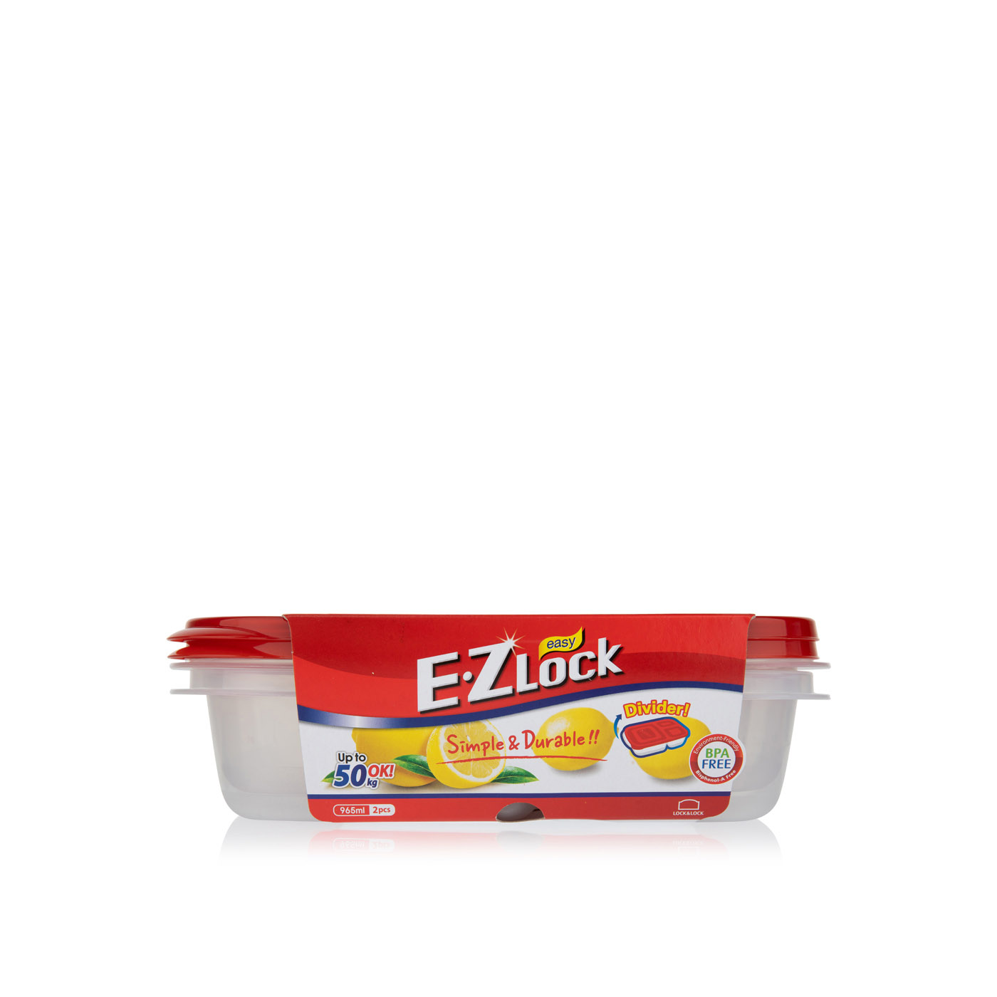 Lock & Lock Ez Lock Rectangular Container Hle7504 965ml 2 Pack ...