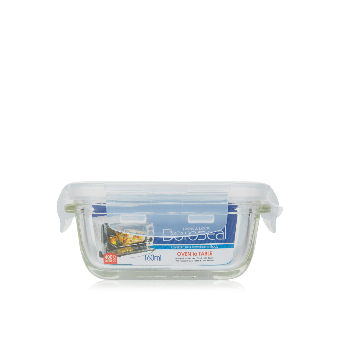 Lock & Lock Clear Glass Rectangular Container with Lid Llg413 160ml ...