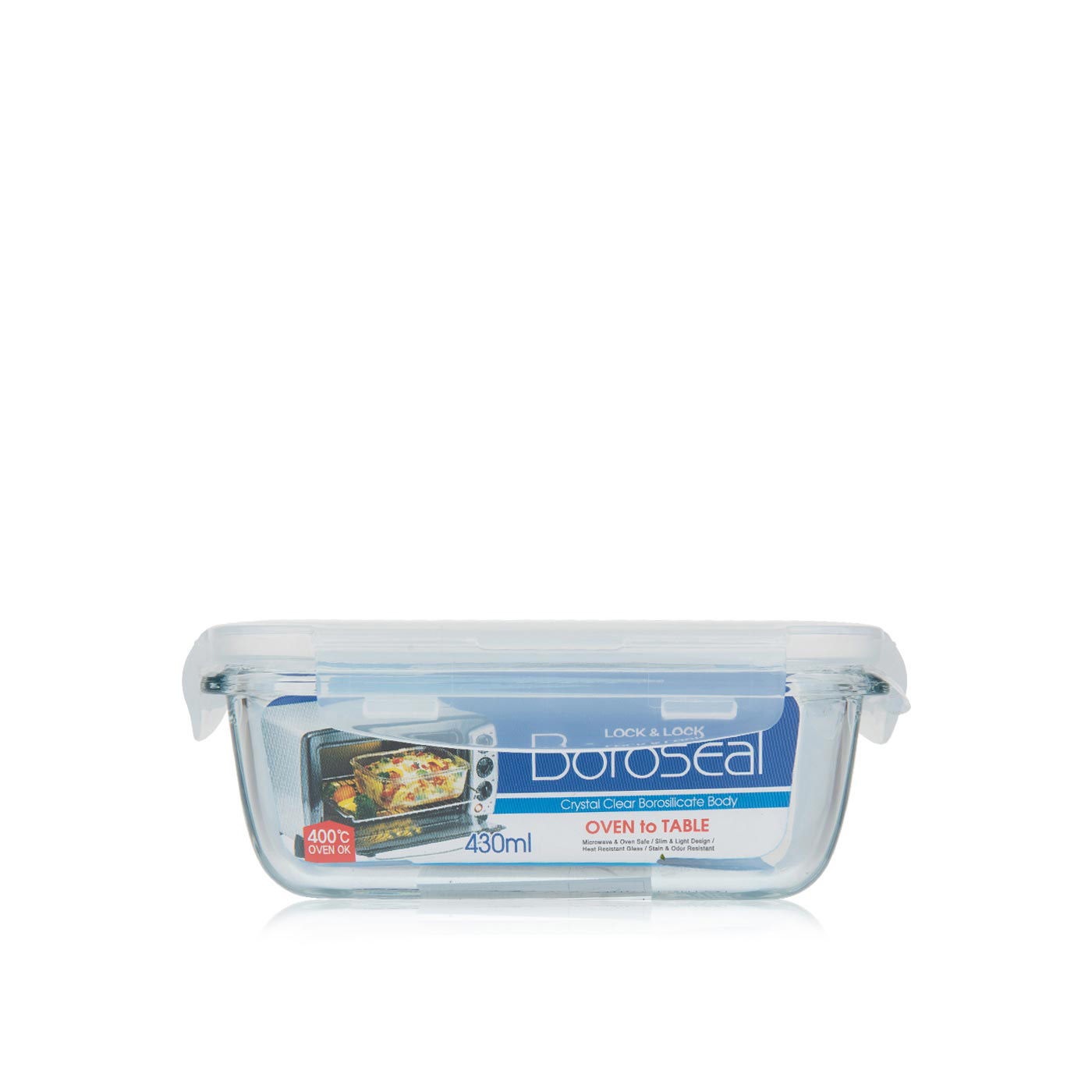Lock & Lock Clear Glass Rectangular Container with Lid Llg424 430ml ...