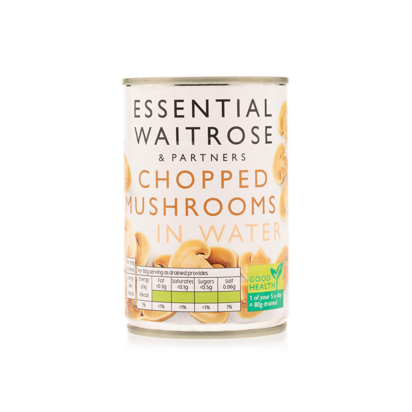 Waitrose Essential Chopped Mushrooms in Water 290g - Spinneys UAE