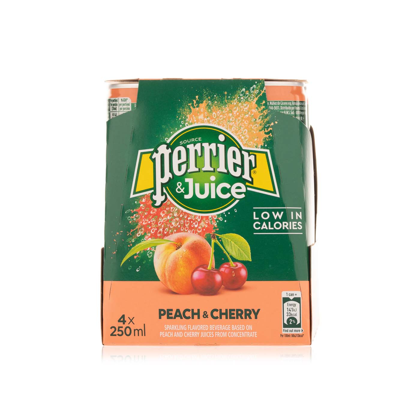 Perrier & Juice Peach Cherry Slim 250ml - Spinneys UAE