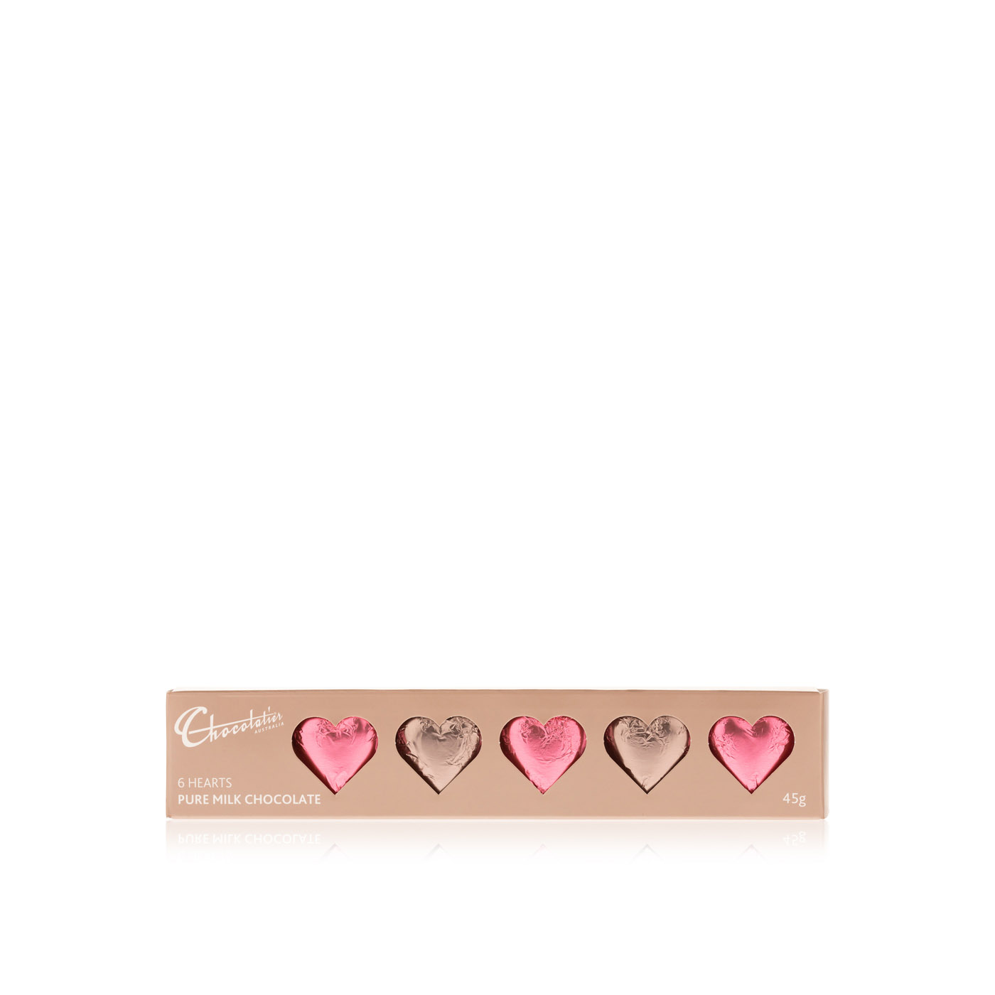 Chocolatier Milk Chocolate Hearts Pink Mocha Foils x 6 - Spinneys UAE