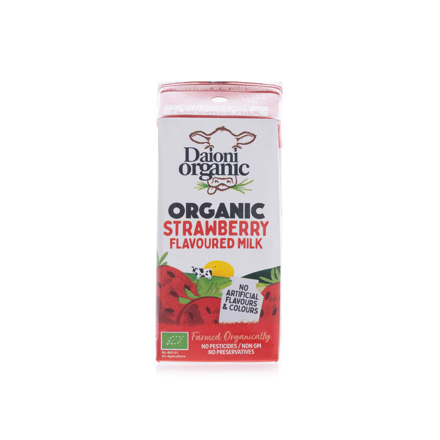 Daioni organic long life strawberry milk 200ml - Spinneys UAE
