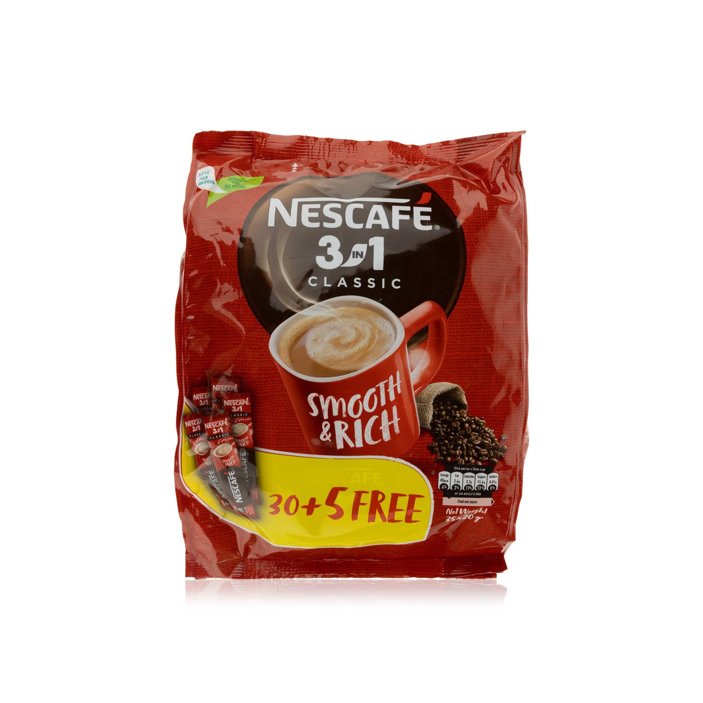 Nescafe 3in1 Instant Coffee Mix Sachet 20g (30+5 Free Sticks ...