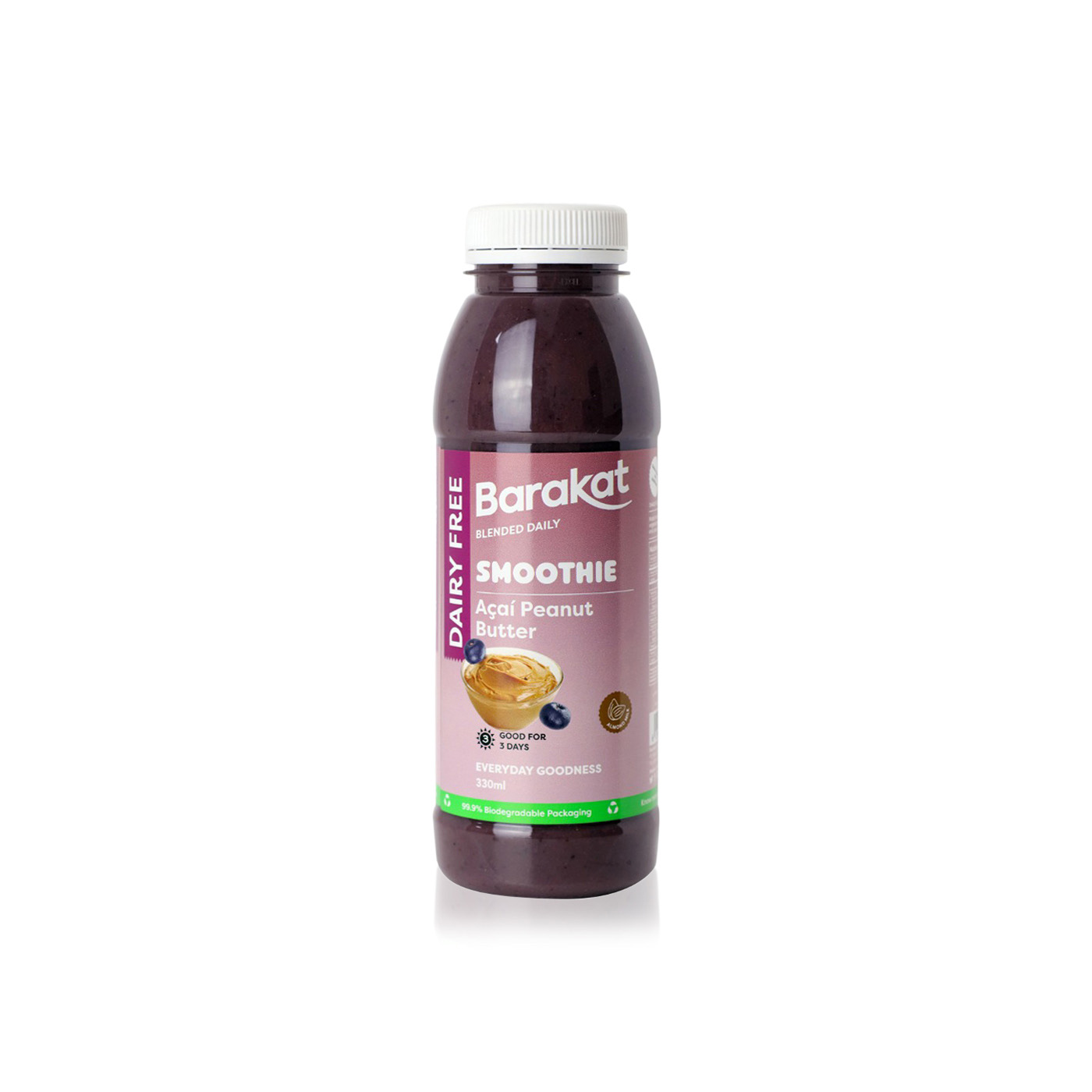 Barakat Acai Peanut Butter Dairy Free Smoothie 330ml - Spinneys UAE