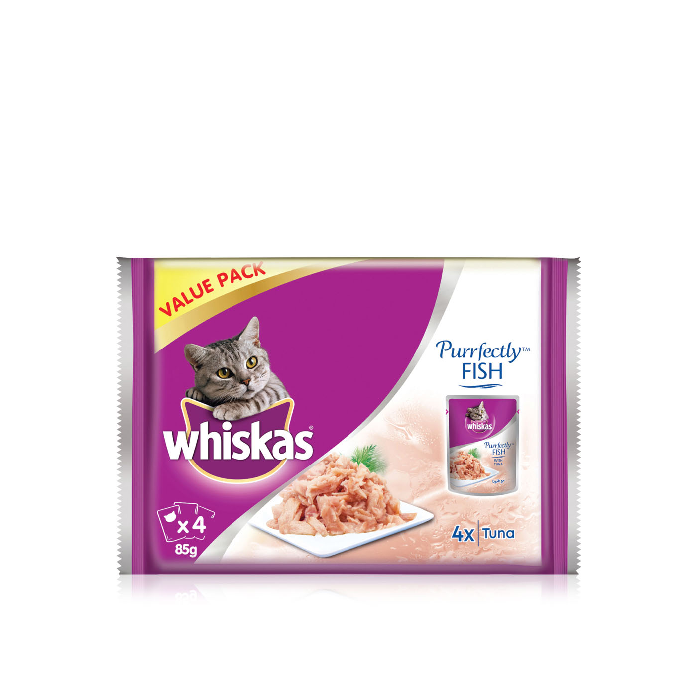 Whiskas Purrfectly Fish Wet Cat Food for Adults 1 + Years with Tuna 4 x ...