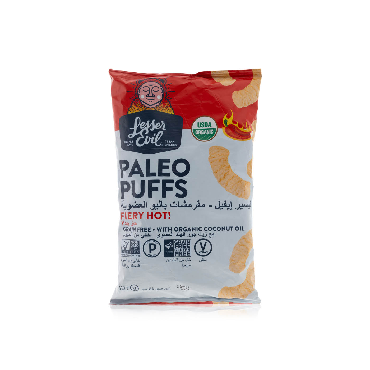 Lesser Evil Fiery Hot Paleo Puffs 113g - Spinneys UAE