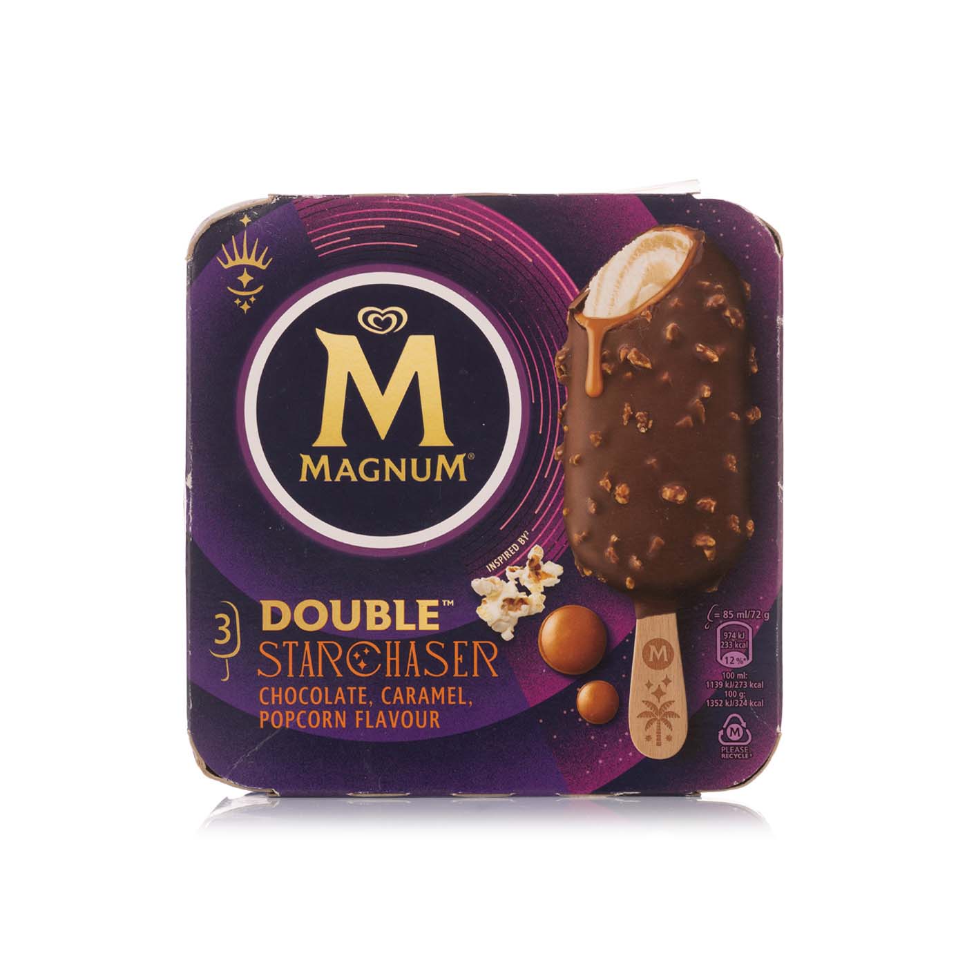 Magnum Star Chaser Chocolate, Caramel And Popcorn Ice Creams 3 X 85Ml ...