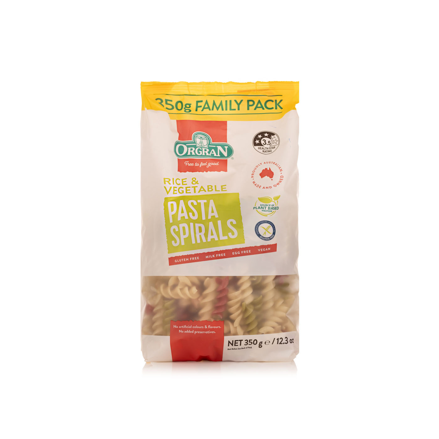 Orgran Rice & Vegetable Pasta Spirals 350g - Spinneys UAE