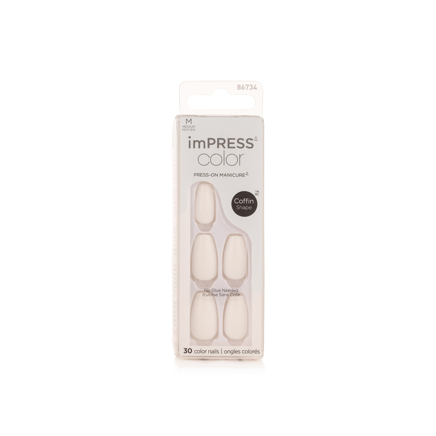 Kiss Impress Press-on Nails Coffin Shape Medium Frosting - Spinneys UAE