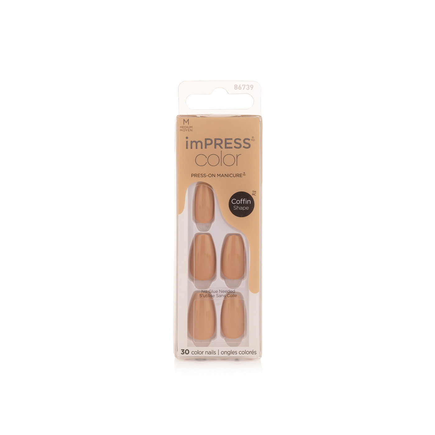 Kiss Impress Press-on Nails Coffin Shape Medium Latte - Spinneys UAE