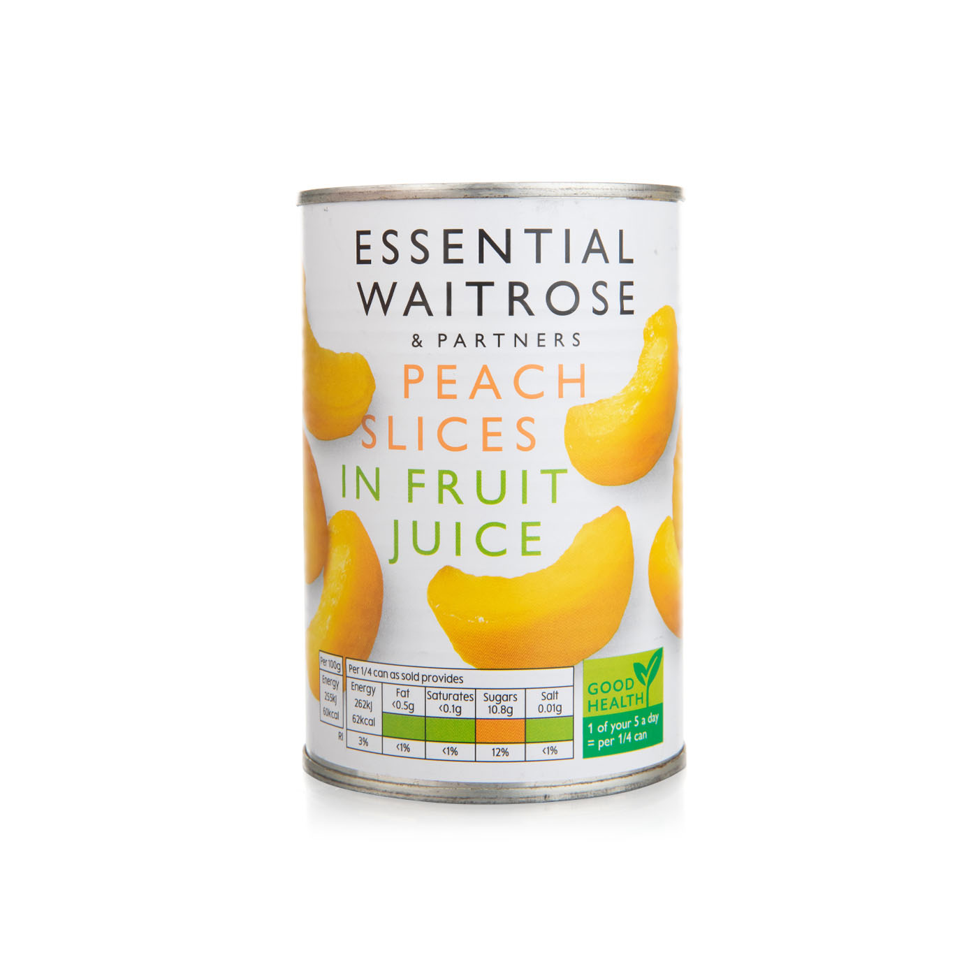 Waitrose Essential Peach Slices in Grape Juice 410g - Spinneys UAE