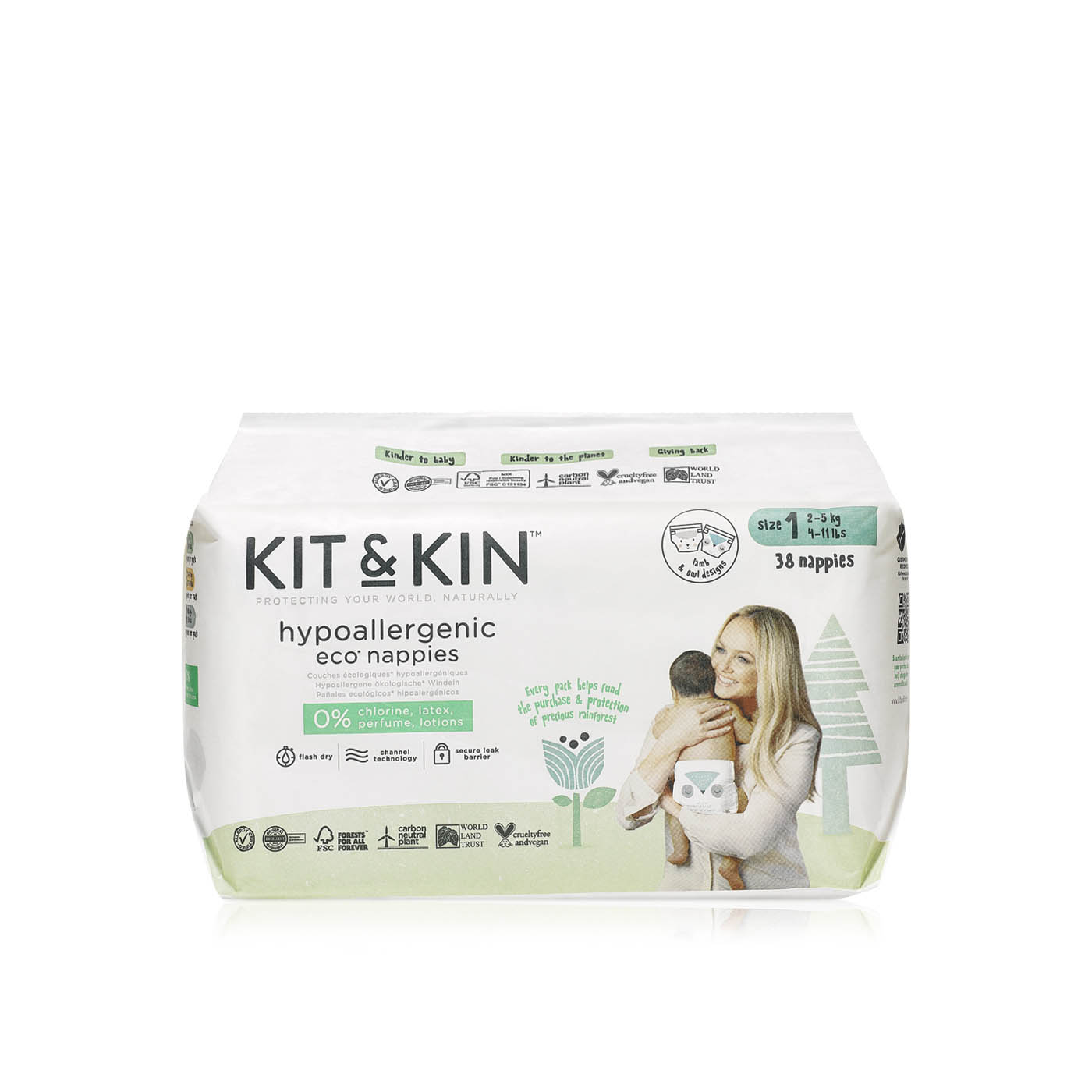 Kit & Kin Eco Diapers Size 1 - 38 Pack - Spinneys UAE