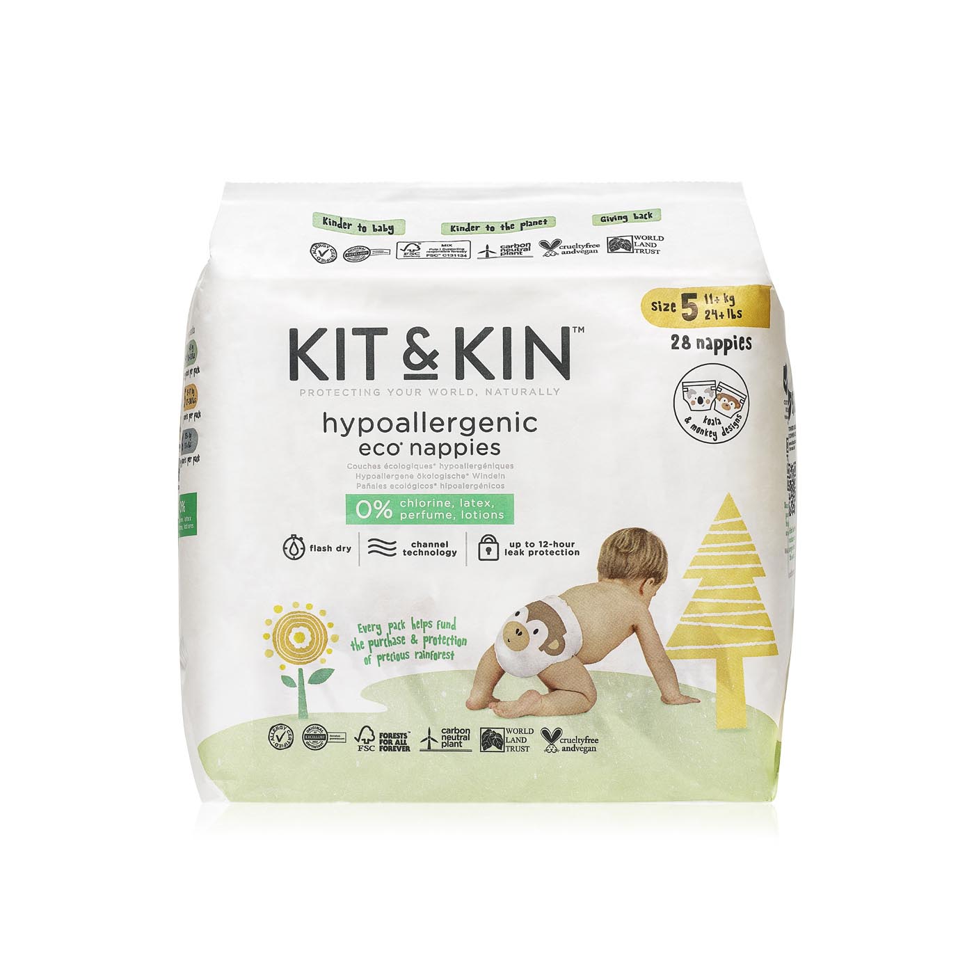 Kit & Kin Eco Diapers Size 5 - 28pack - Spinneys UAE