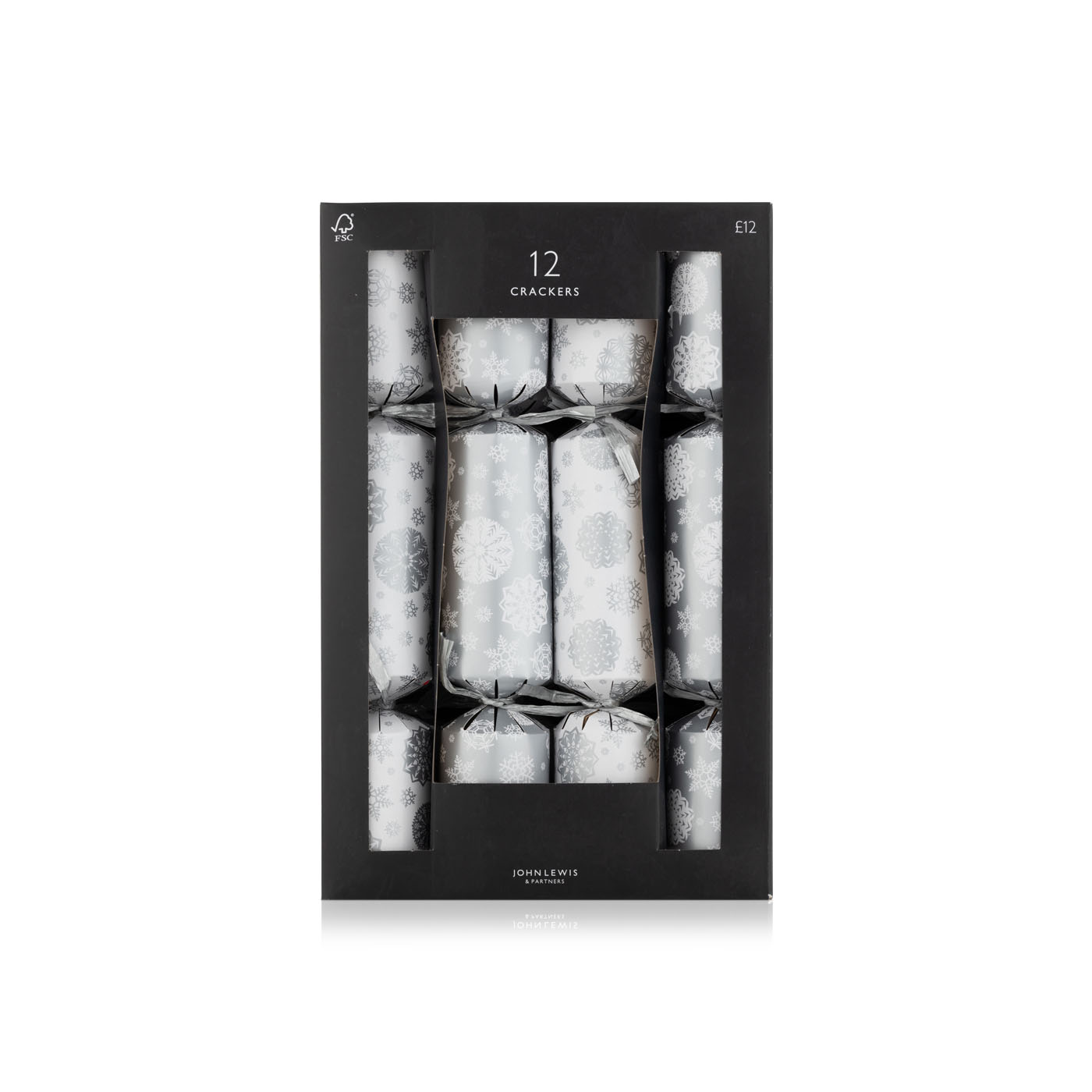 John Lewis Winter Fairytale Snowflake Silver Crackers 12 Pack ...