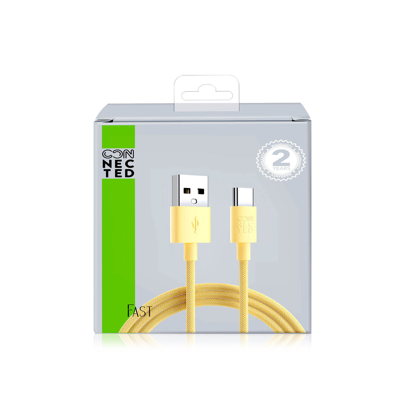 Connected Fast 3 Charger Cable USB-A to Type C Yellow 1.2m - Spinneys UAE