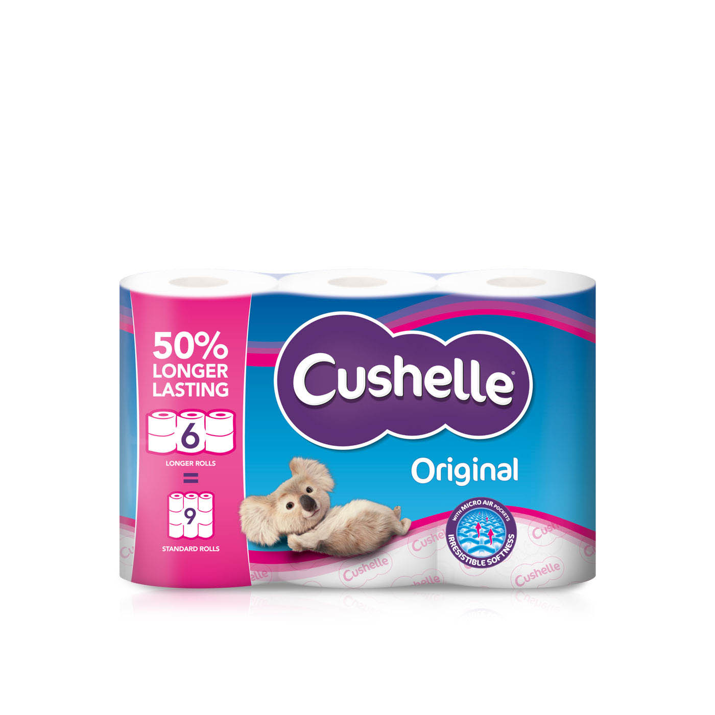 Cushelle Original 50% Longer Lasting Toilet Tissue Rolls x 6 - Spinneys UAE