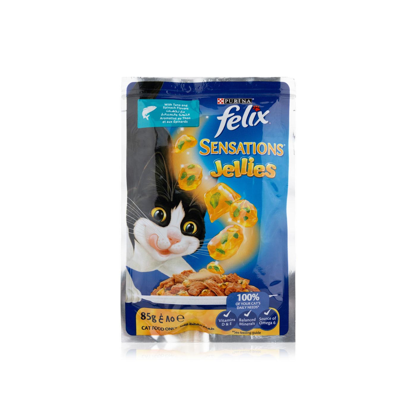 Felix Sensations Jellies Tuna & Spinach in Jelly Wet Cat Food 85g ...
