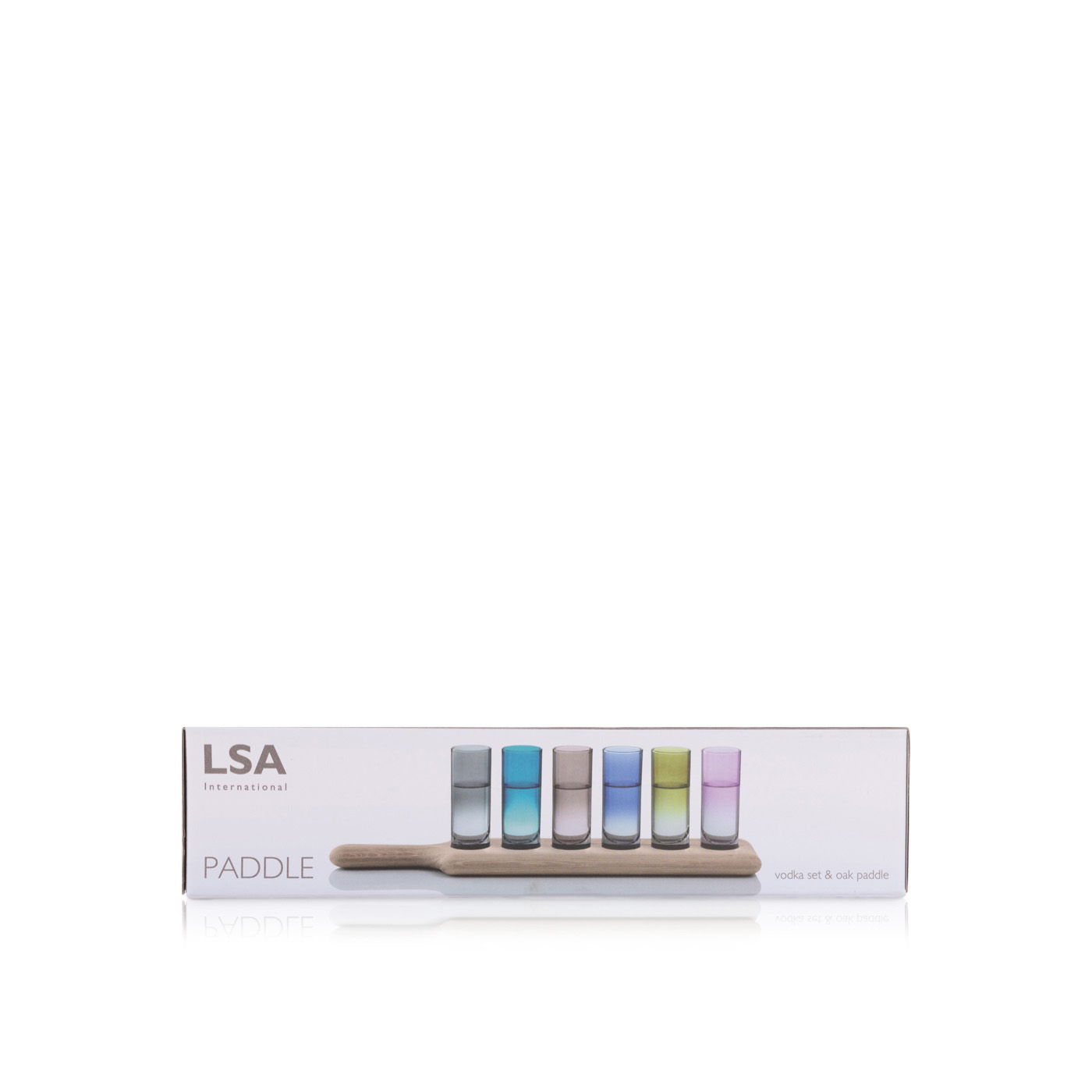 LSA vodka colour shot glass set with oak paddle 6 pack 40cm - Spinneys UAE
