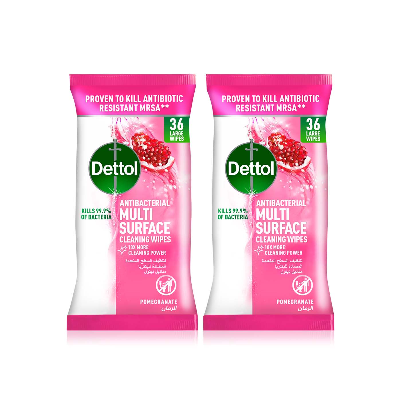Dettol Antibacterial Multi Surface Large Cleaning Wipes Pomegranate 36 ...