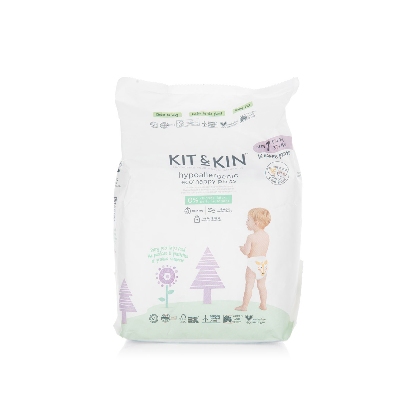 Kit & Kin Hypoallergenic Eco Pull Up Nappy Pants Size 7 16 Pack ...