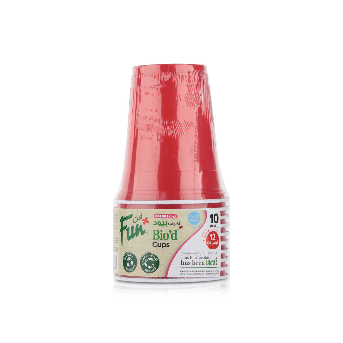 Fun Colours Biodegradable Ruby Red Cups 12oz 10s - Spinneys UAE