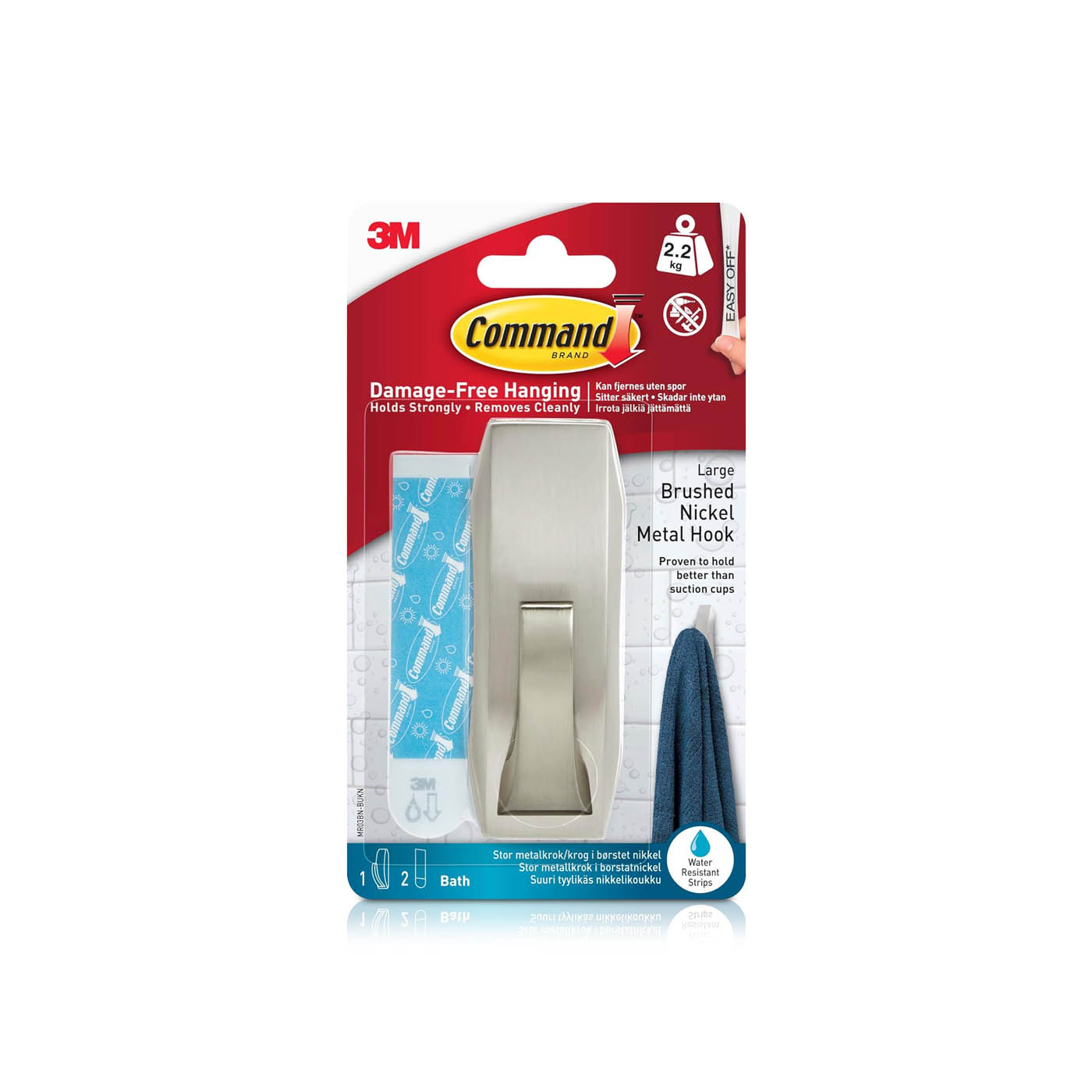 3m Command Large Brushed Nickel Metal Hook - Spinneys UAE