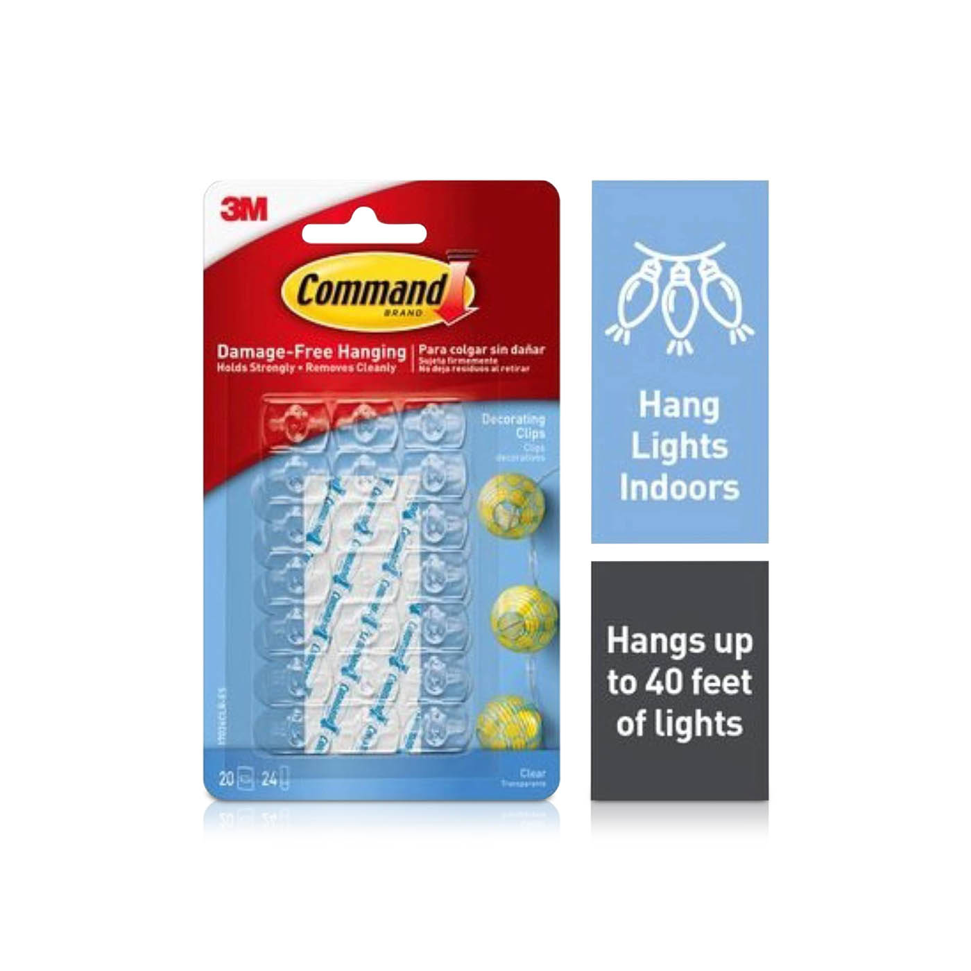 3m Command Clear Decorating Clips with Clear Strips x 20 - Spinneys UAE