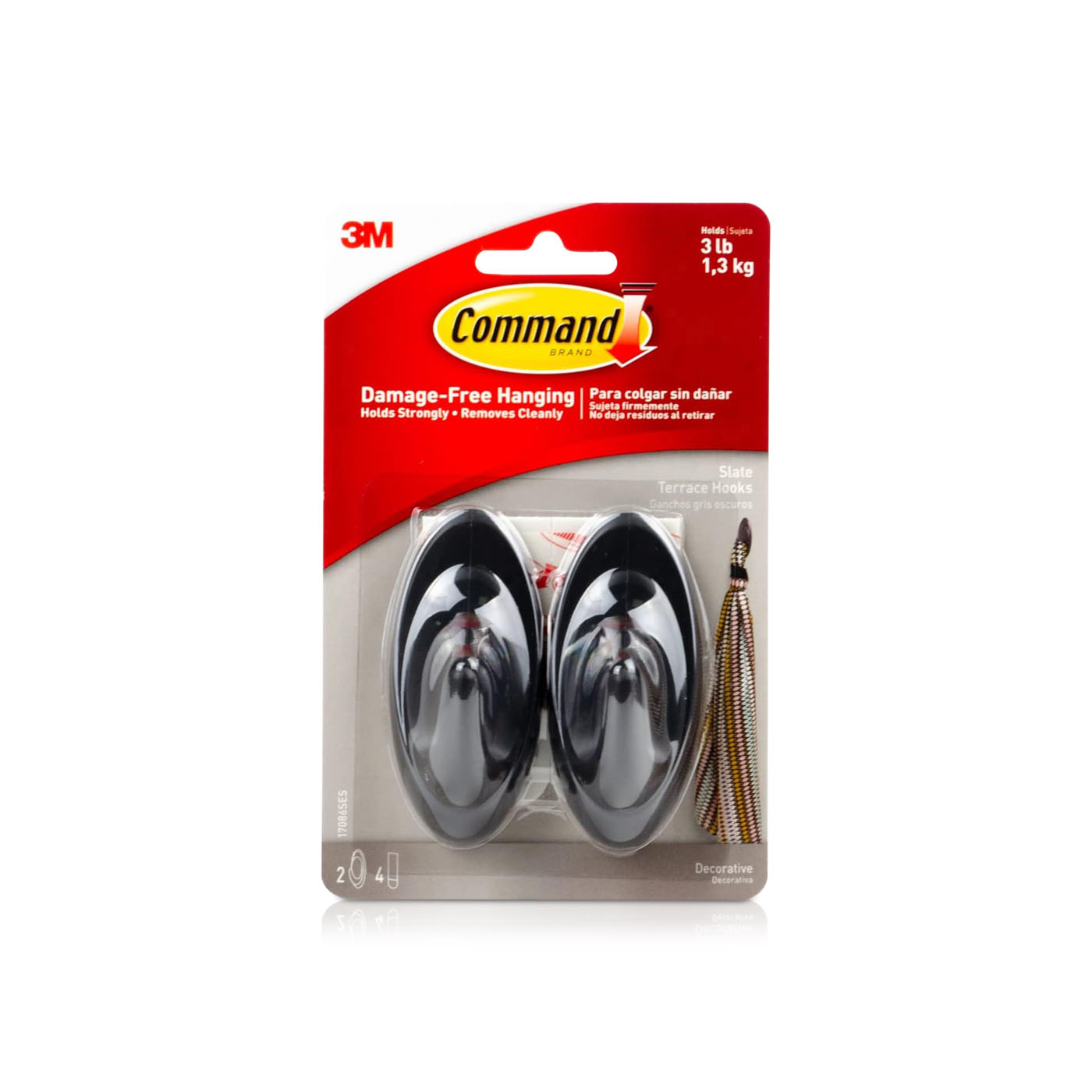 3m Command Slate Terrace Hooks x 2 - Spinneys UAE