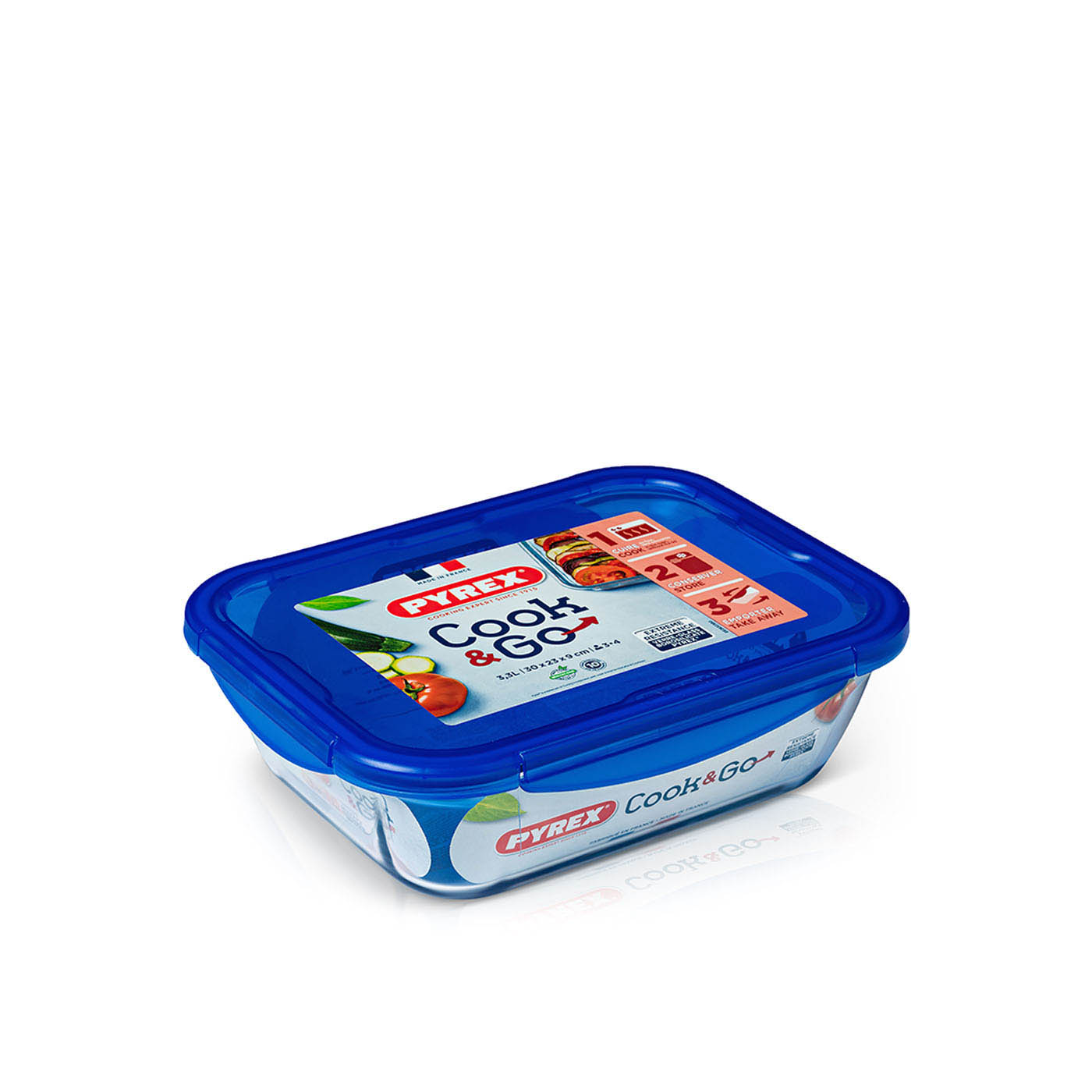 Pyrex Cook & Go Rectangle Dish with Lid 3.4 litre - Spinneys UAE