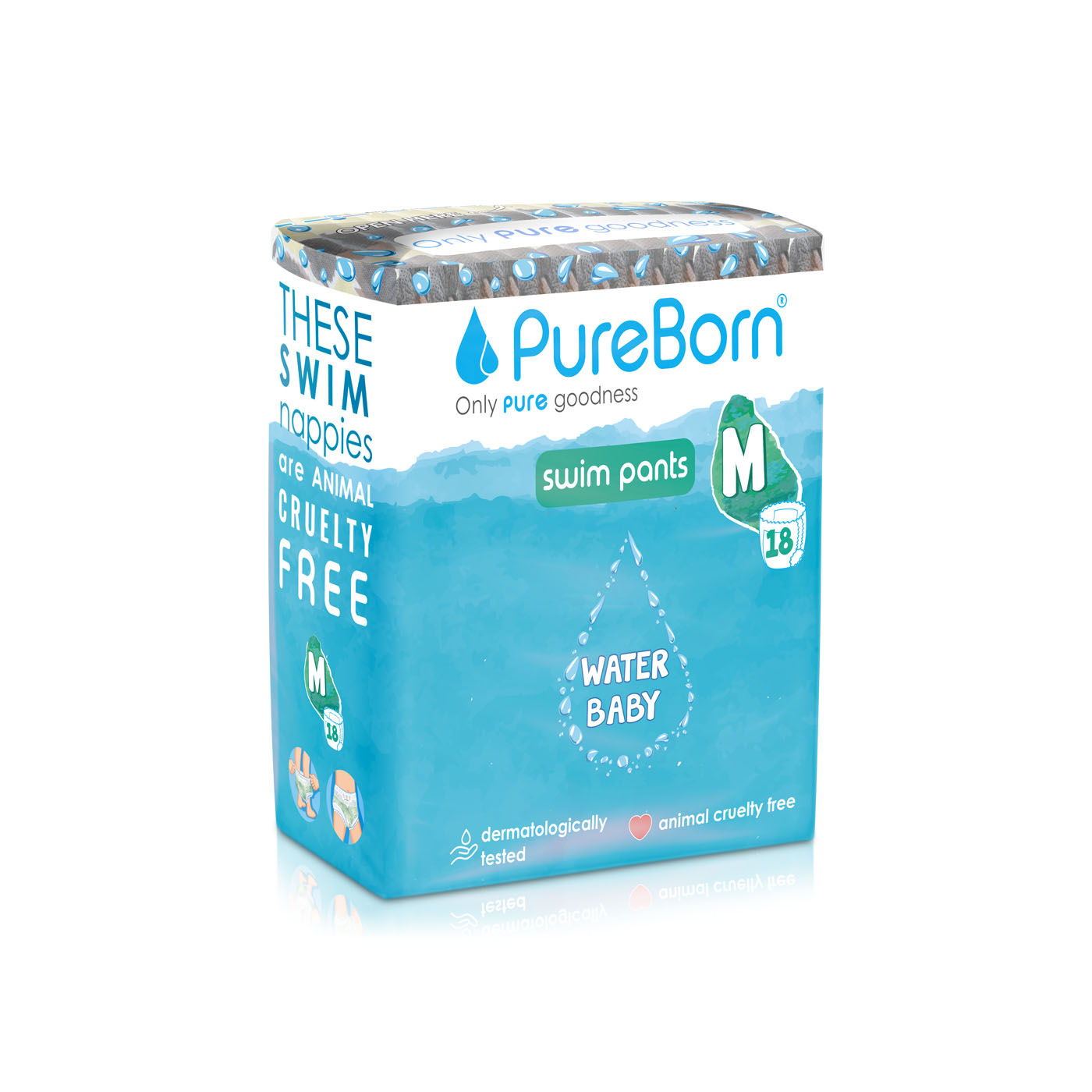 Pureborn Swim Nappies Medium 6-11kg x 18 - Spinneys UAE