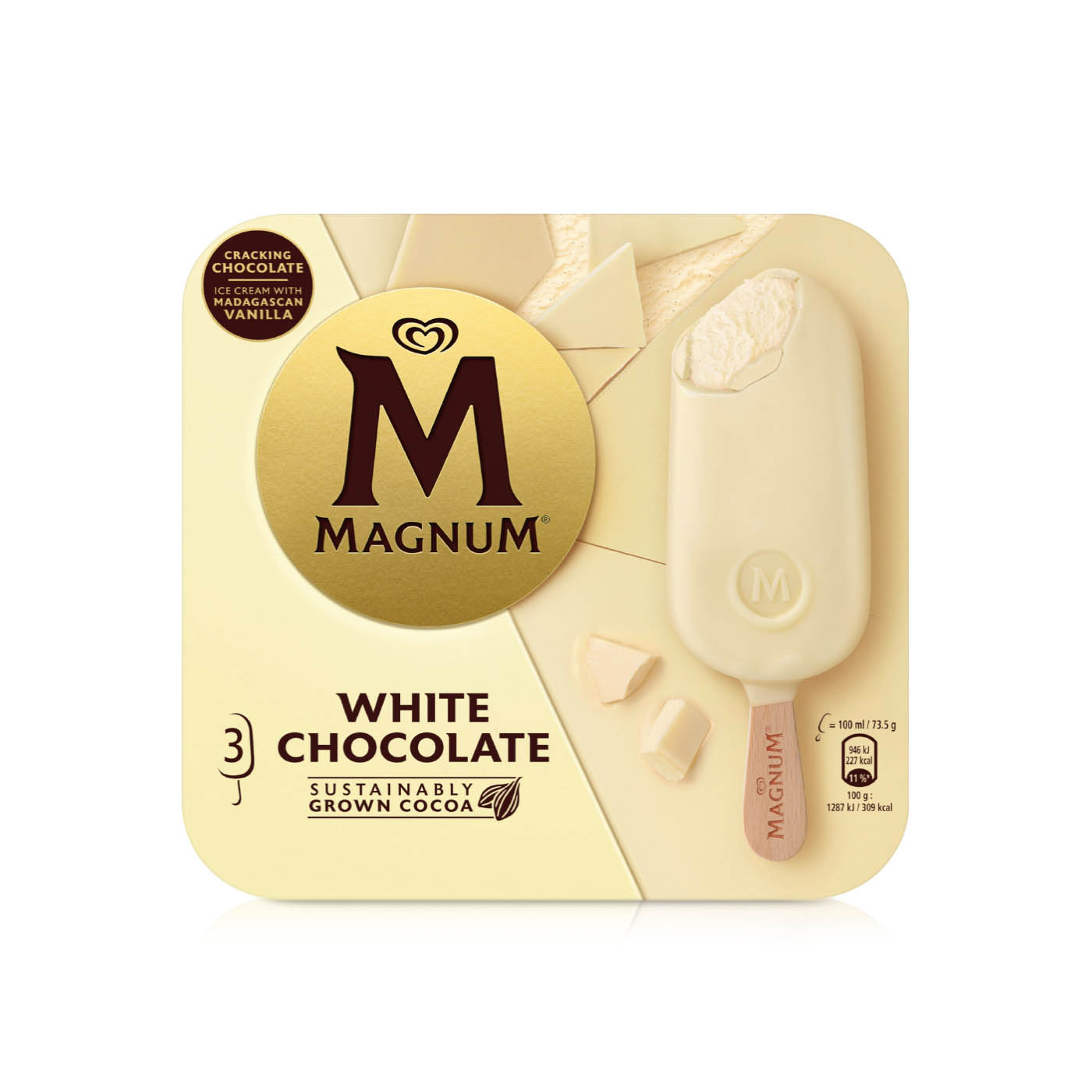 Magnum white chocolate ice cream sticks 100ml 3s - Spinneys UAE