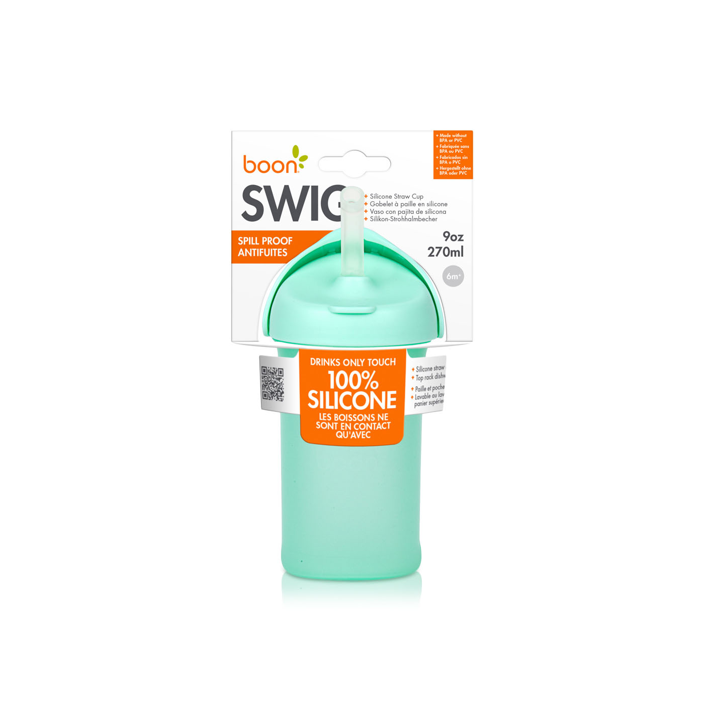 Boon Swig Silicone Straw Bottle Mint 270ml - Spinneys UAE