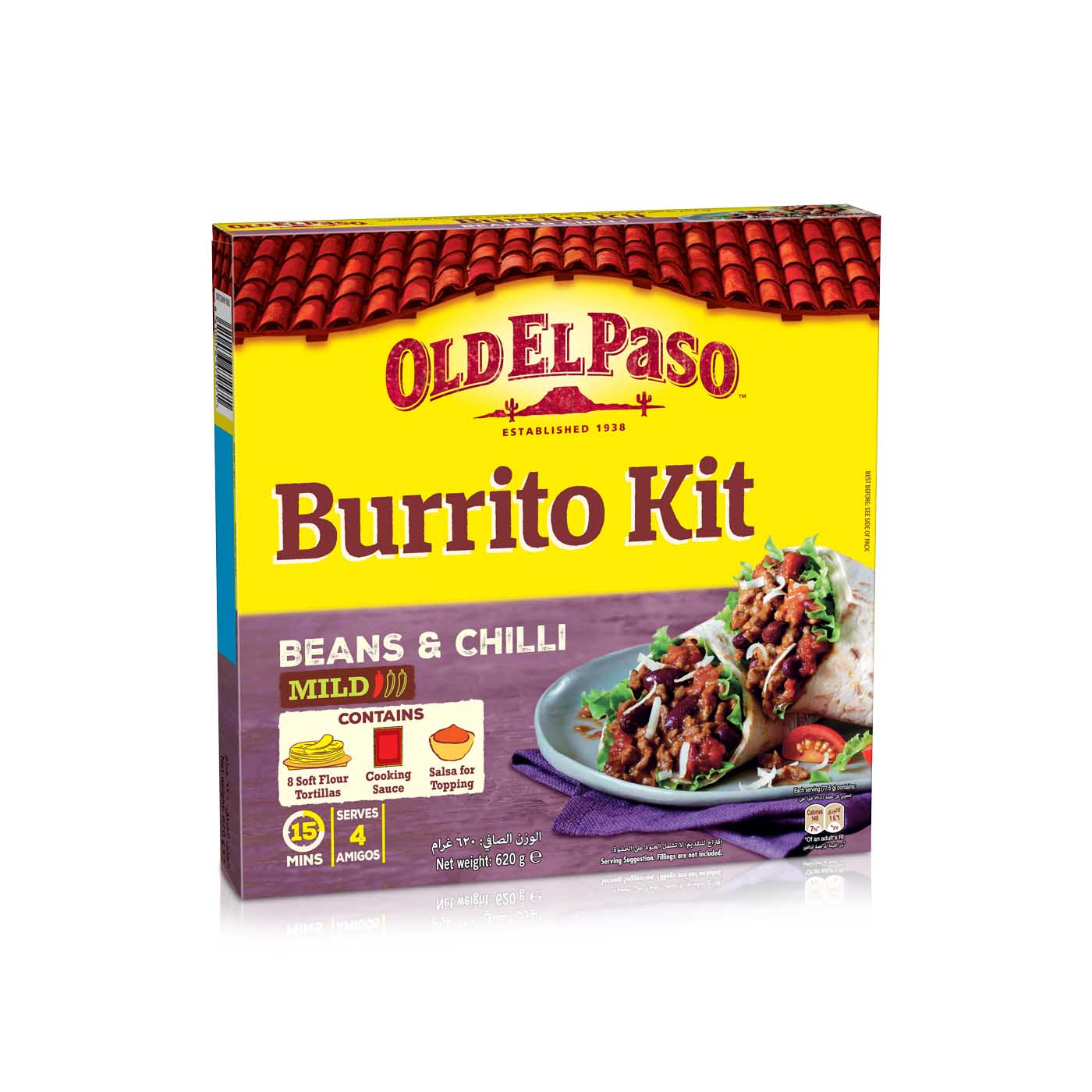 Old El Paso Burrito Kit Beans and Chilli Mild 620g - Spinneys UAE