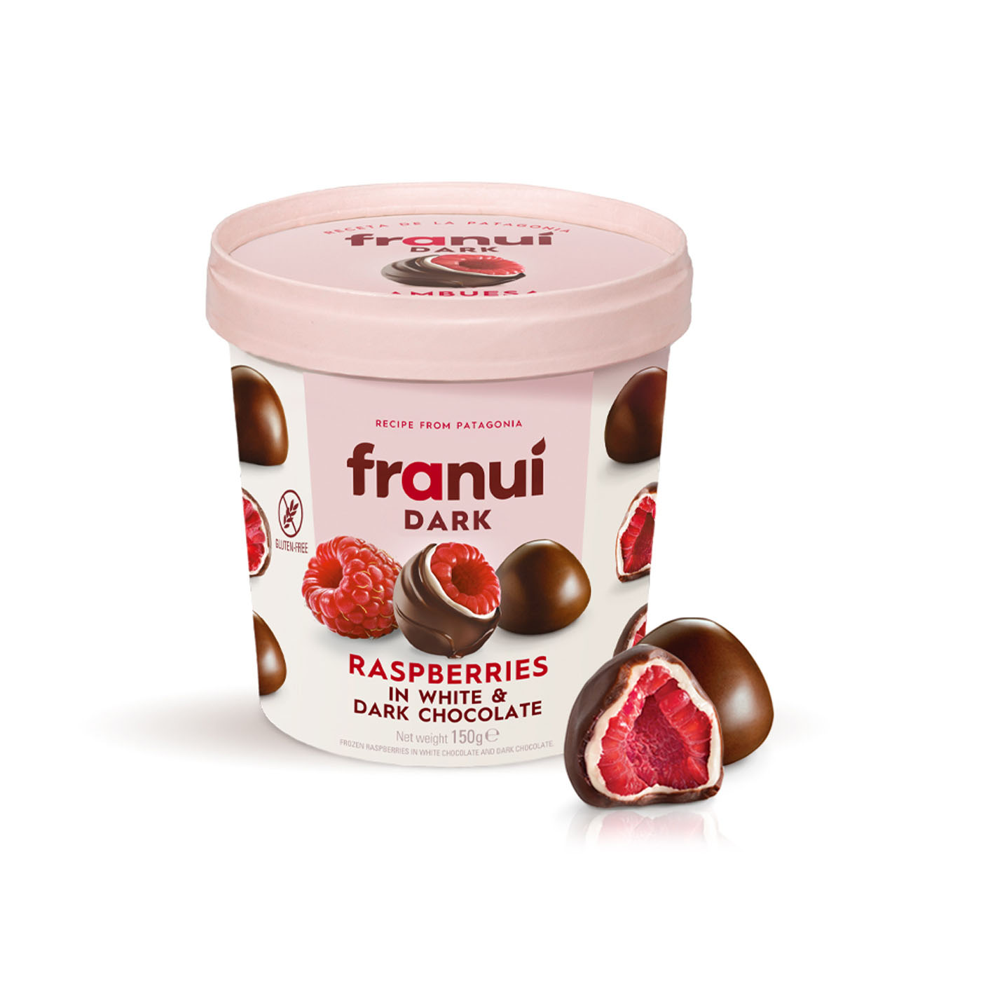 Frauni Frozen Franui Raspberries In White And Dark Chocolate 150G - Spinneys UAE